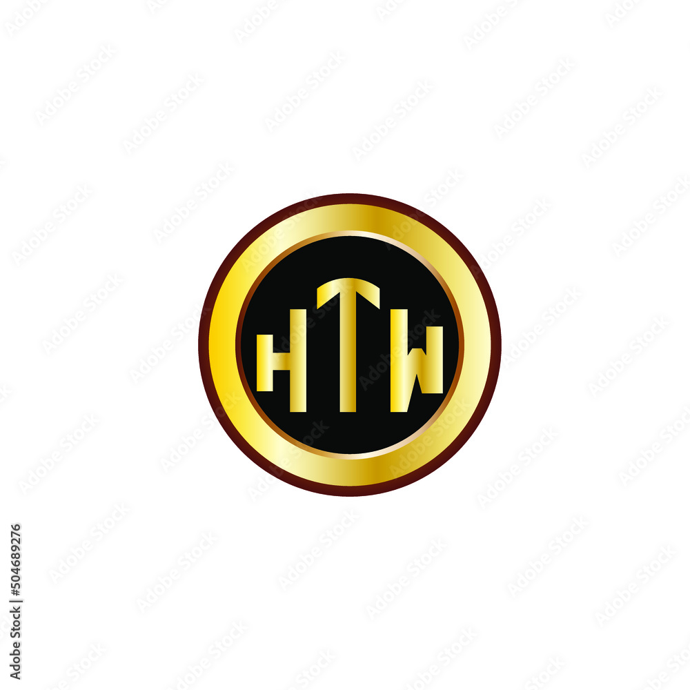 HTW letter circle logo design. HTW letter logo design with black ...