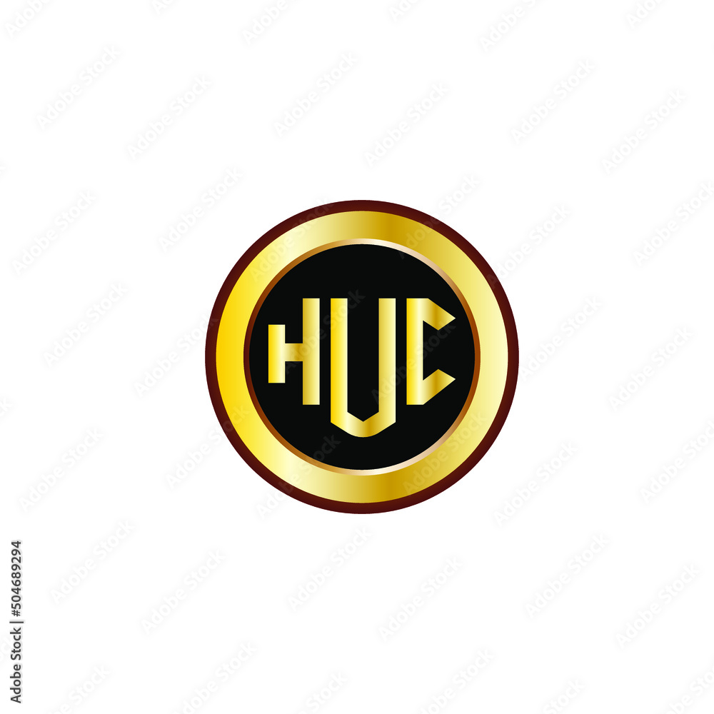 HUC letter circle logo design. HUC letter logo design with black ...