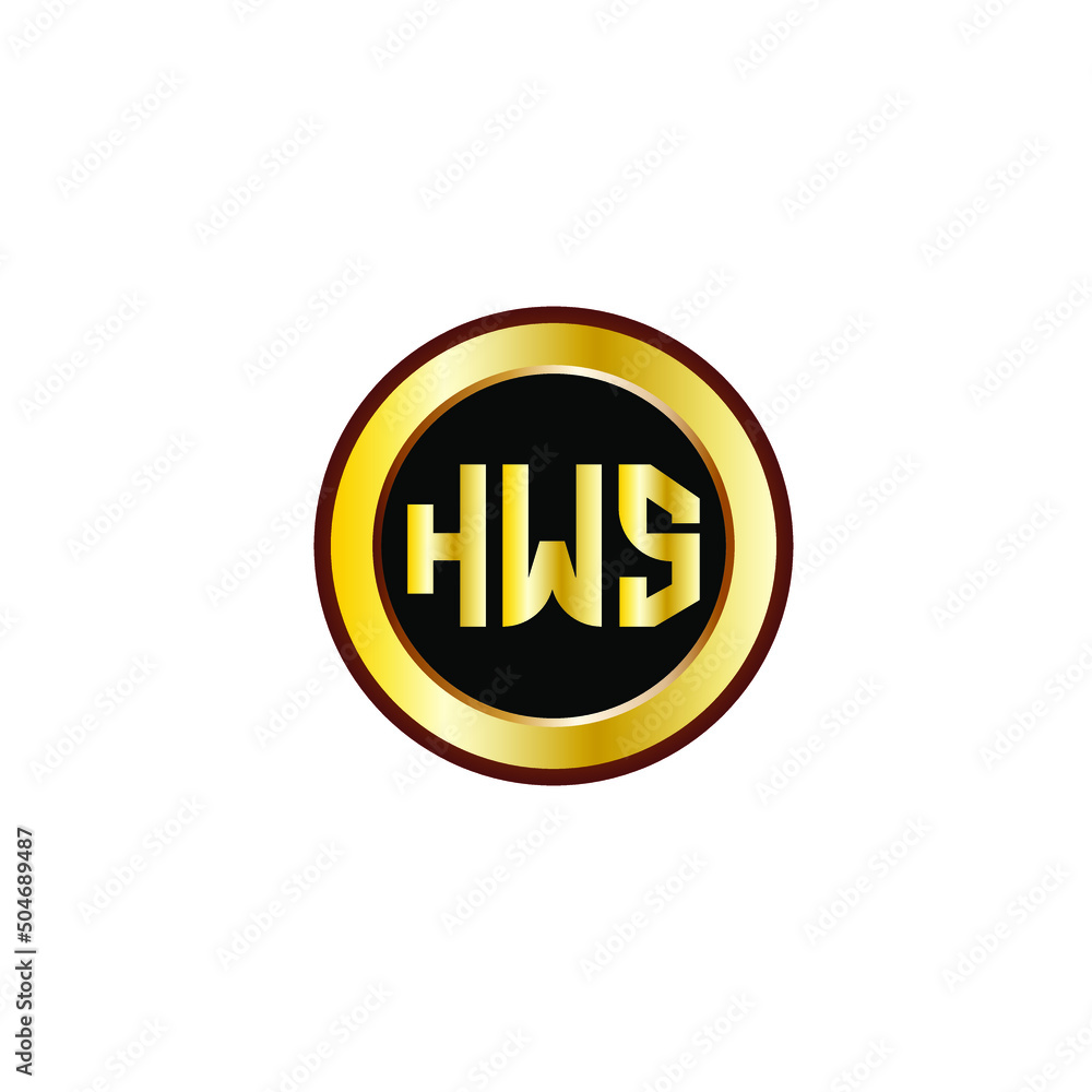 HWS letter circle logo design. HWS letter logo design with black ...