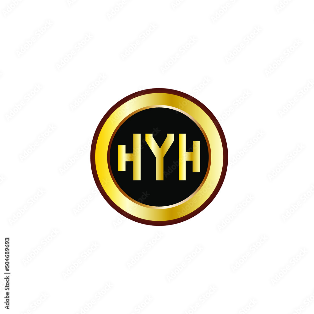 HYH letter circle logo design. HYH letter logo design with black ...