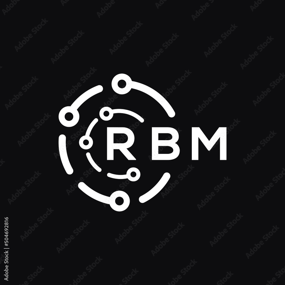 RBM technology letter logo design on black background. RBM creative ...
