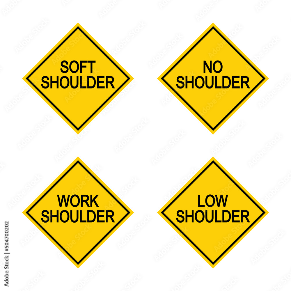 Low shoulder Road danger car icon, traffic street caution sign ...