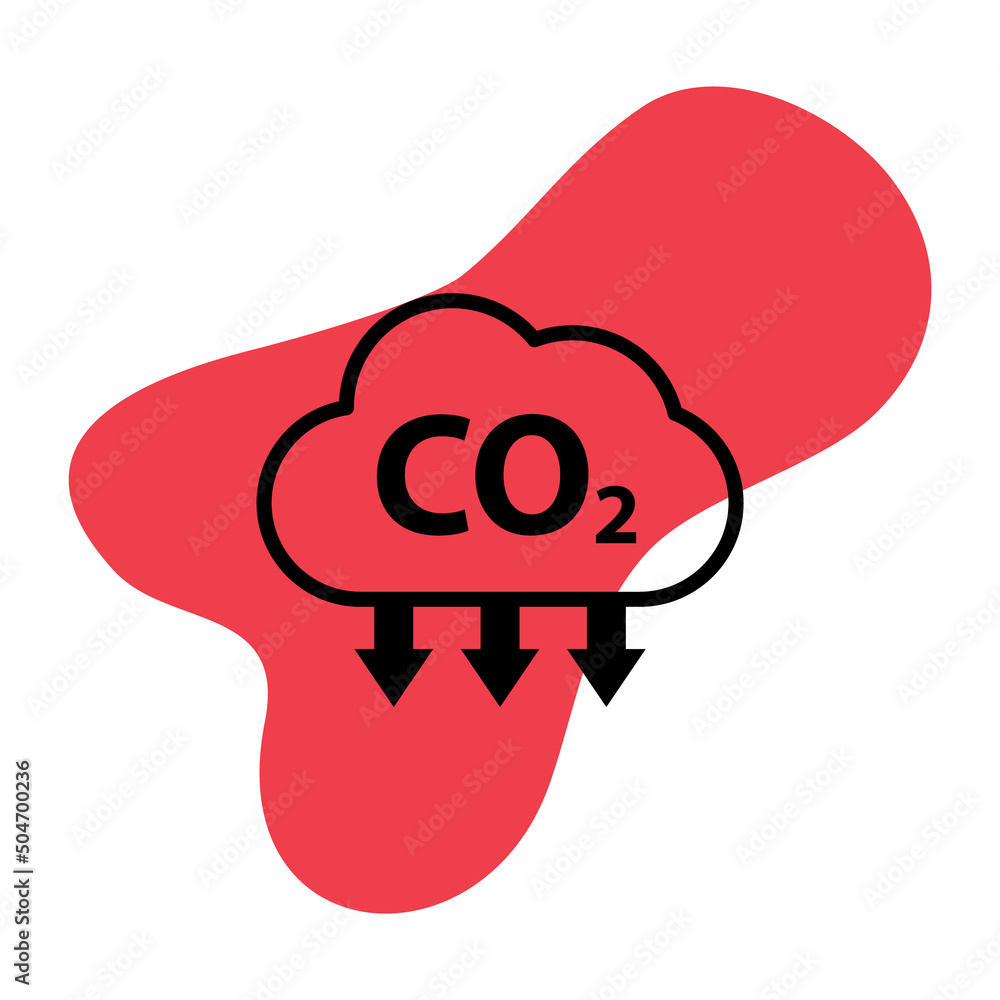 CO2 reduce cloud icon, clean global emission, environment eco design ...