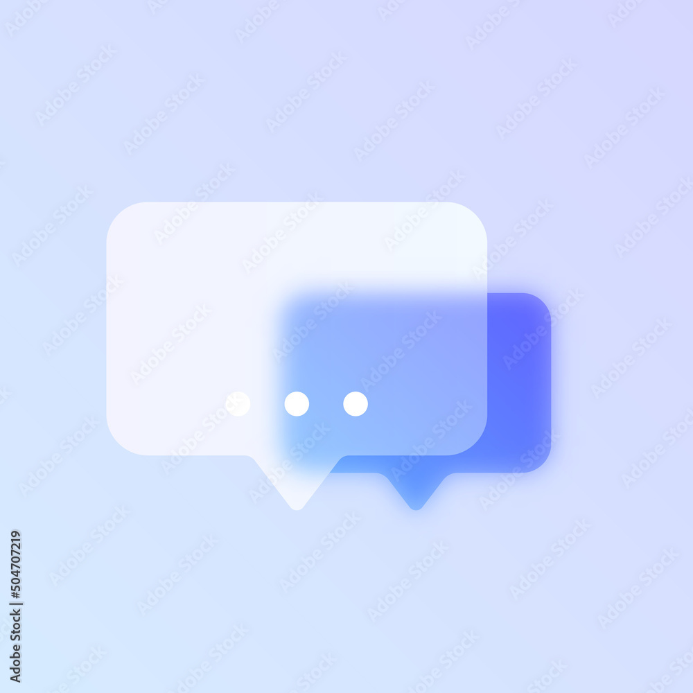 speech bubbles glass morphism trendy style icon. chat message transparent glass color vector ...