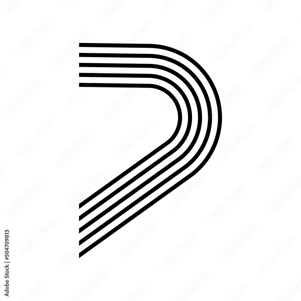 Linear modern logo of the numeral 7. Number in form of line stripe ...