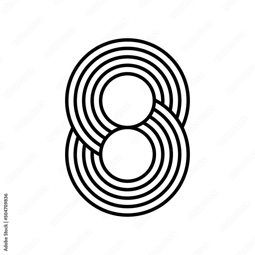 Linear modern logo of the numeral 8. Number in form of line stripe ...