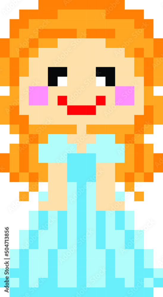Girl pixel art vector illustration. princess clip art or image. Stock ...