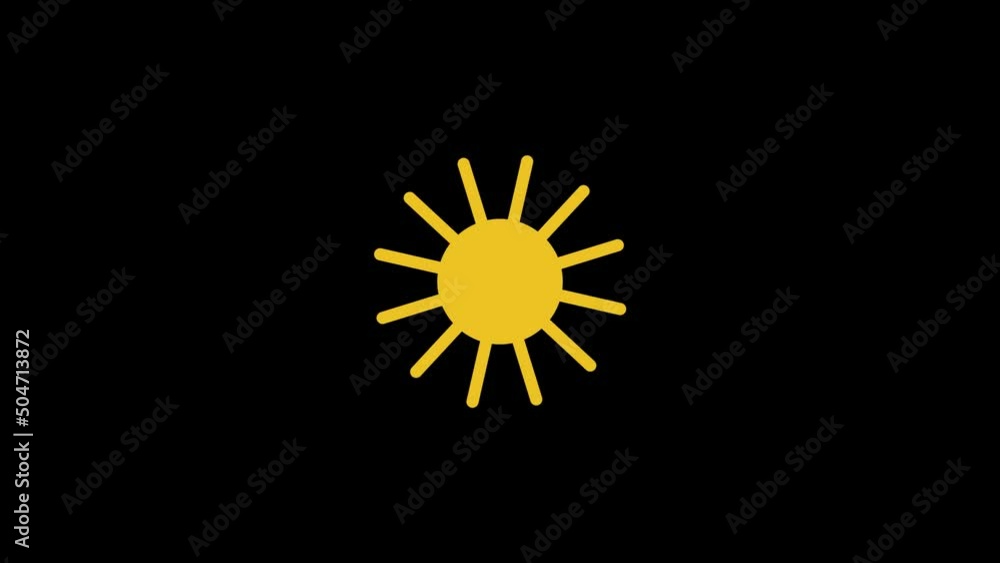 Color picture of sun on a black background. yellow sun with rays ...