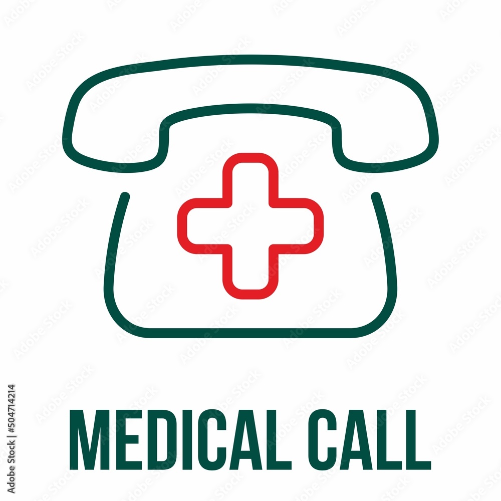 Medical Call icon. Emergency call, Clinic Phone vector icon. Emergency ...