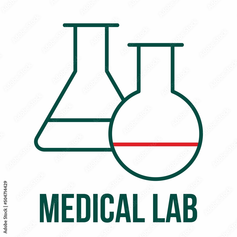 Lab Tested icon. flask, test tube. Lab equipments. Laboratory ...