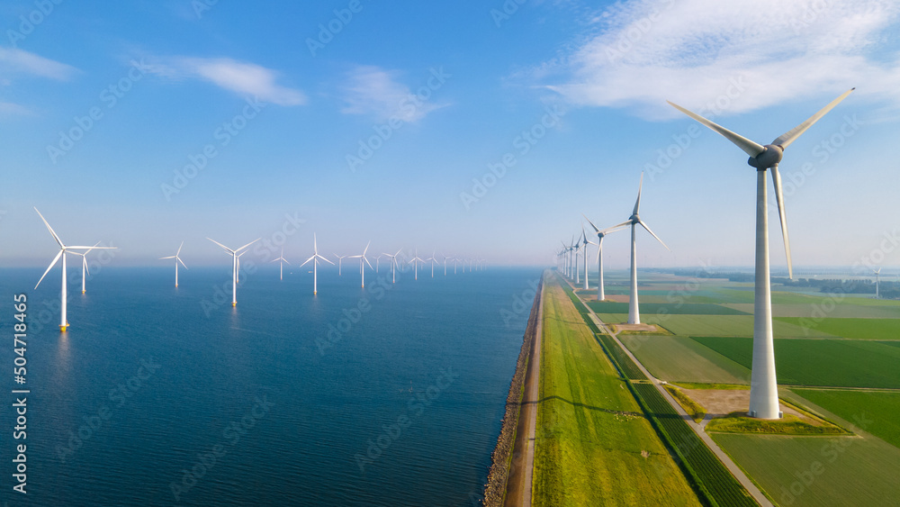 Offshore Windmill farm in the ocean Westermeerwind park, windmills ...