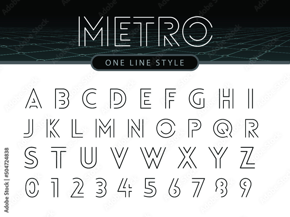 METRO Double line monogram alphabet and tech fonts. Lines font regular ...
