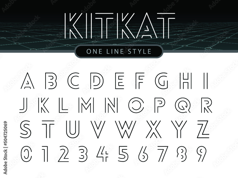 KITKAT Double line monogram alphabet and tech fonts. Lines font regular ...