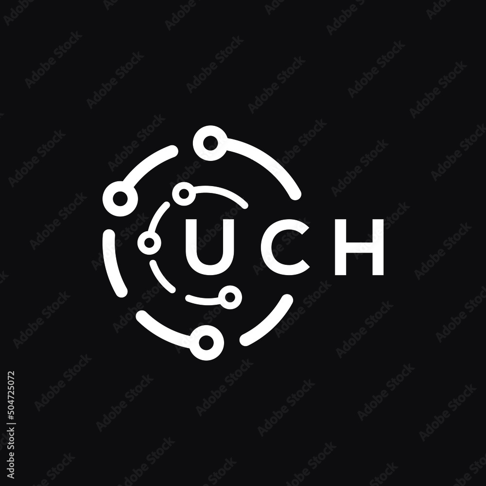UCH technology letter logo design on black background. UCH creative ...