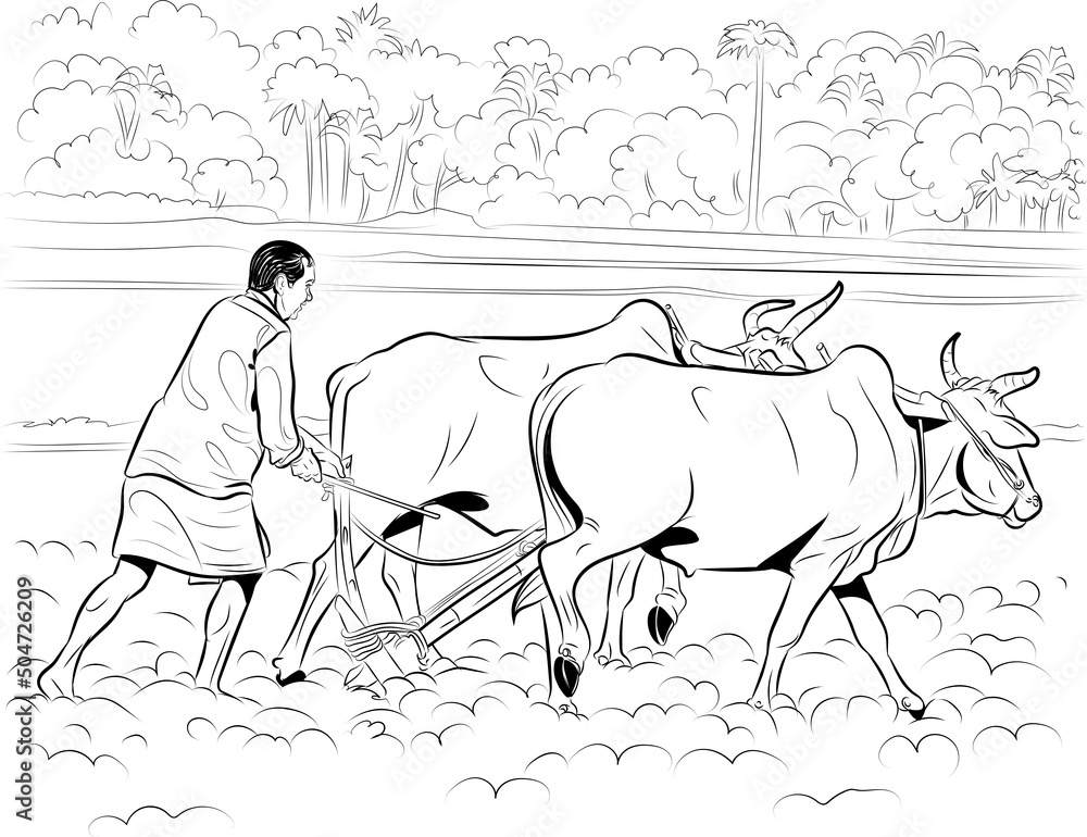 A farmer agriculture sketch Stock Vector | Adobe Stock