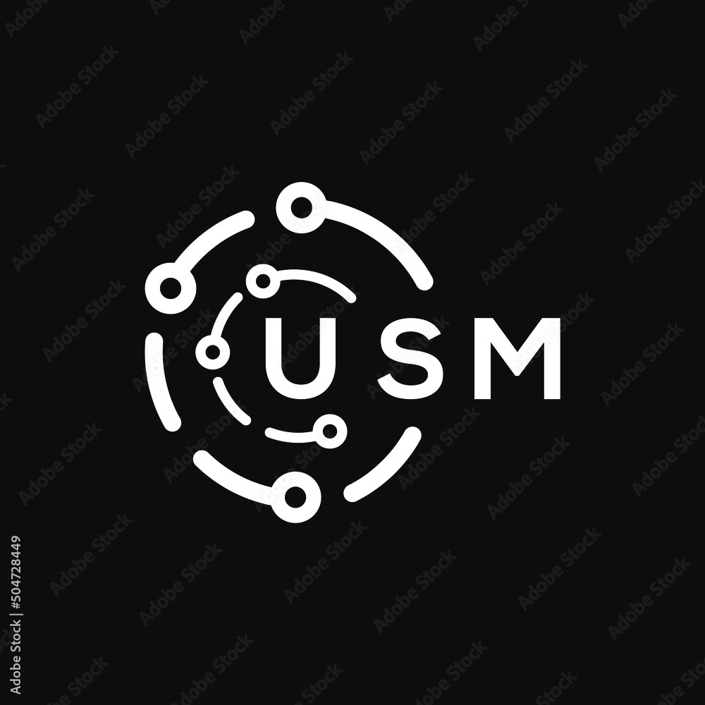 USM technology letter logo design on black background. USM creative ...