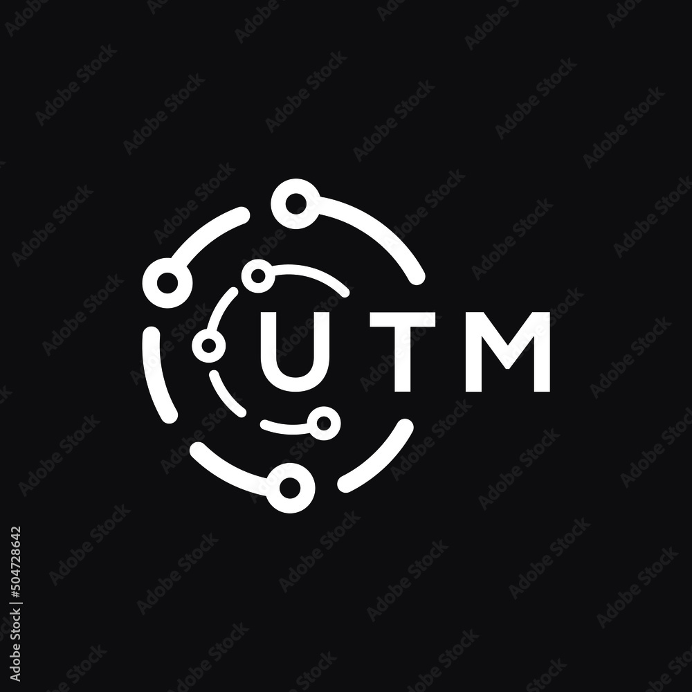 UTM technology letter logo design on black background. UTM creative ...