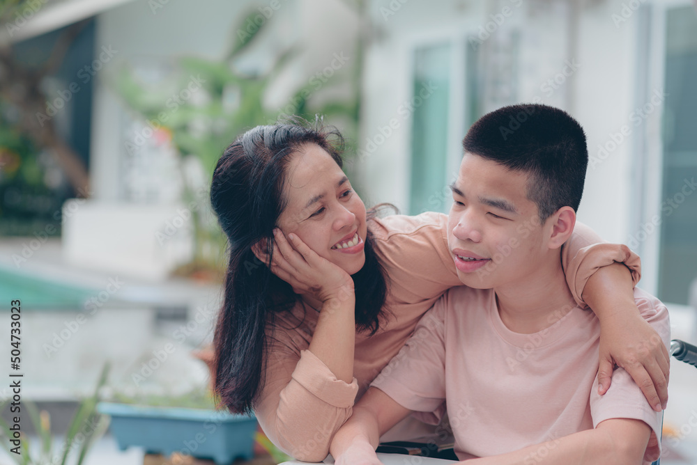 Mother look at her son with love, Family is support for people with ...