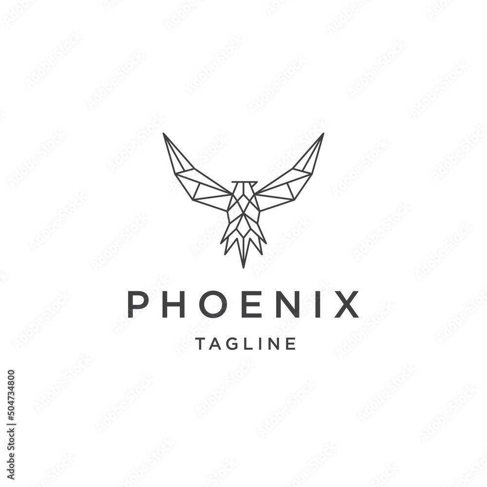 Phoenix line logo icon design template flat vector Stock Vector | Adobe ...