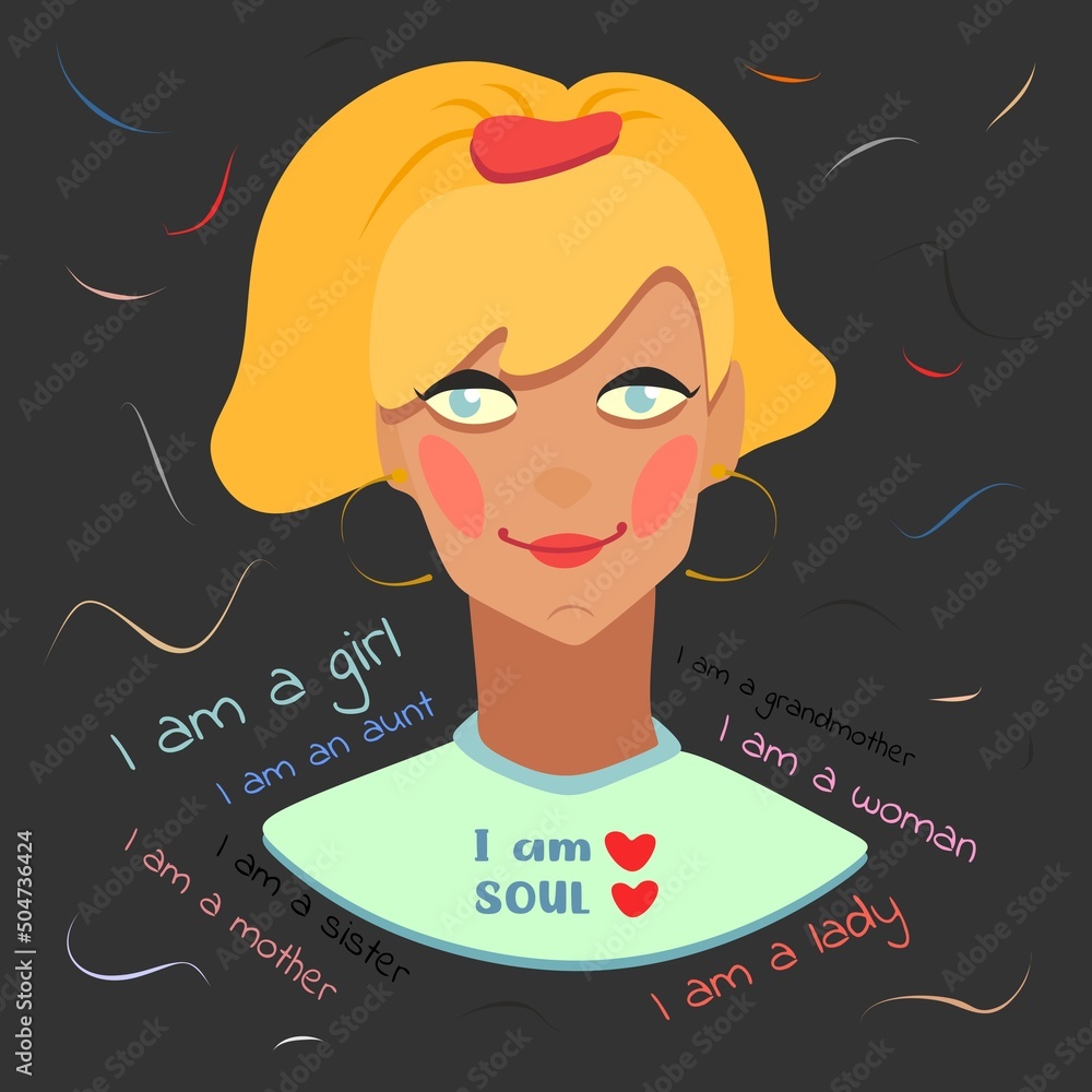 Flat Portraits Of People Cute Girl Beautiful Person Vector Cartoon People Modern
