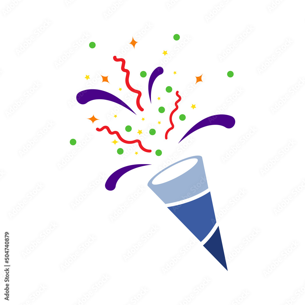Explosion party popper with colorful confetti vector illustration ...