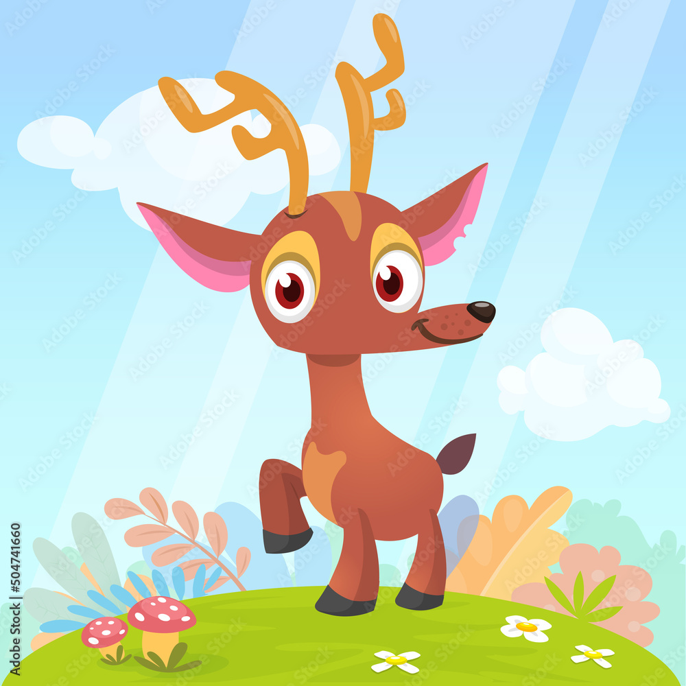 Cartoon deer character illustration. Vector isolated Stock Vector ...