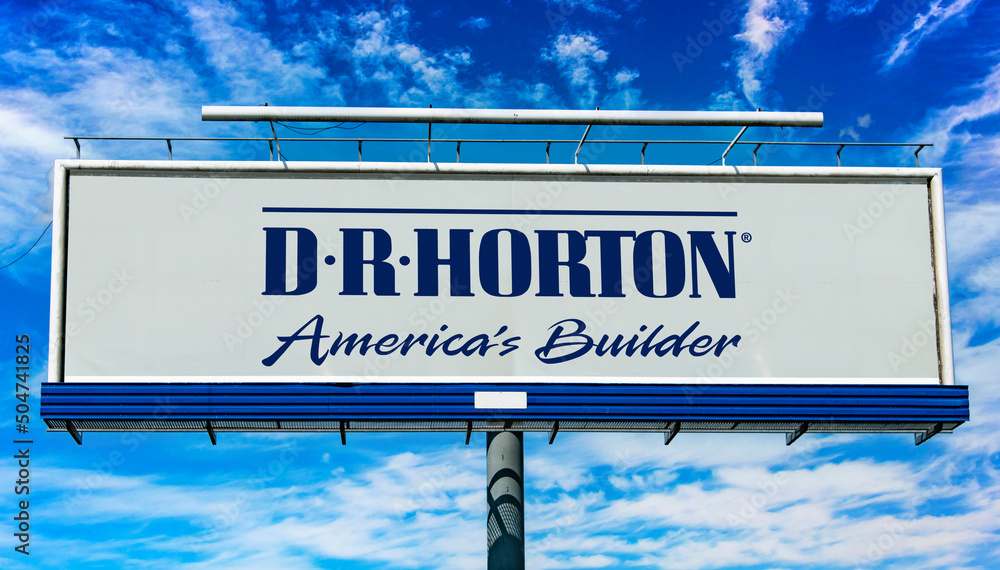 Advertisement billboard displaying logo of D.R. Horton Stock Photo ...