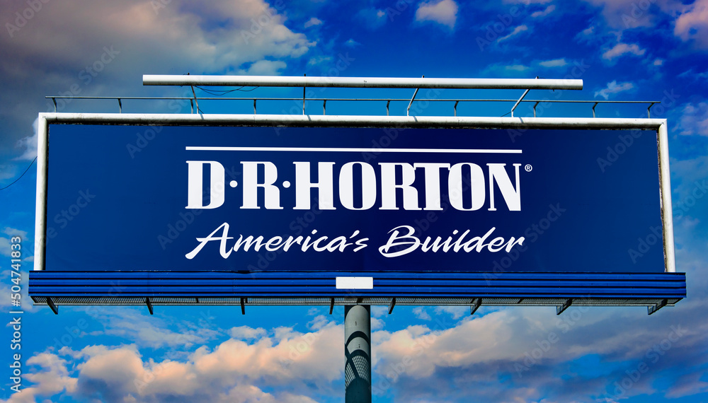 Advertisement billboard displaying logo of D.R. Horton Stock Photo ...