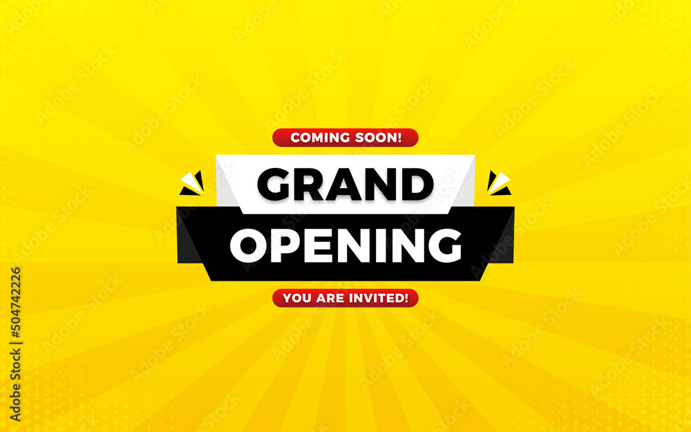 Grand opening sale poster, sale banner design template with 3d editable ...
