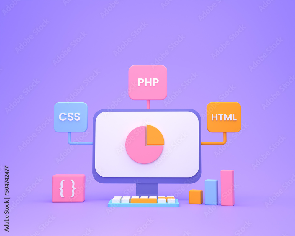 3d Render Web Development Software Development Web Design Coding And Programming Stock