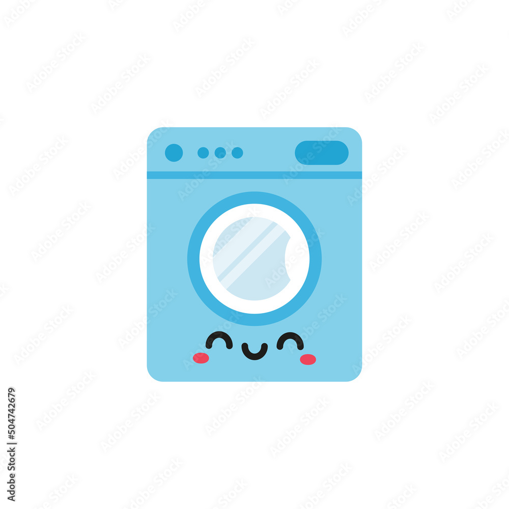 Cute smiling washing machine cartoon. Happy character vector ...