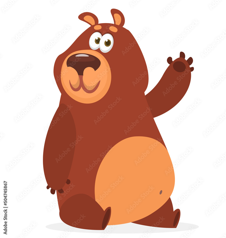 Happy cartoon bear. Vector illustration of grizzly bear Stock Vector ...