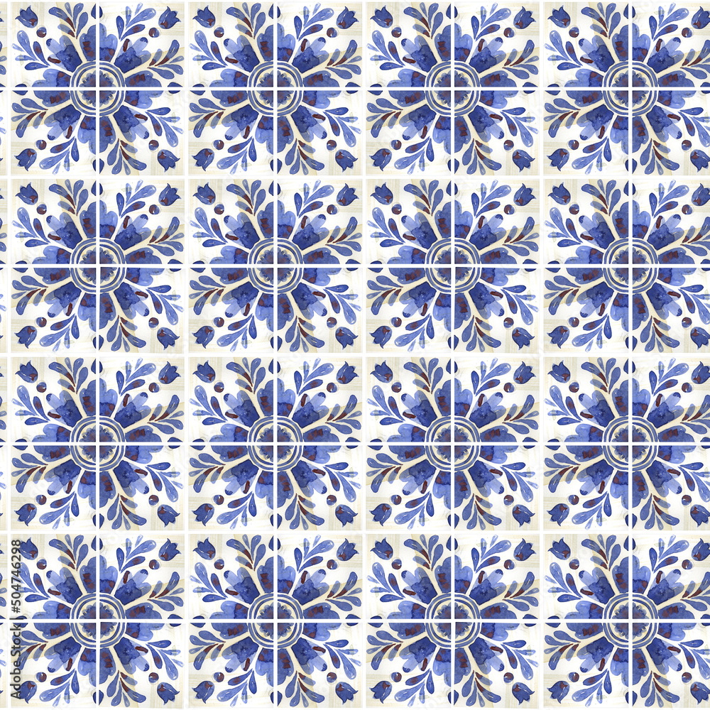 Seamless ornamental pattern with blue and white traditional pattern ...