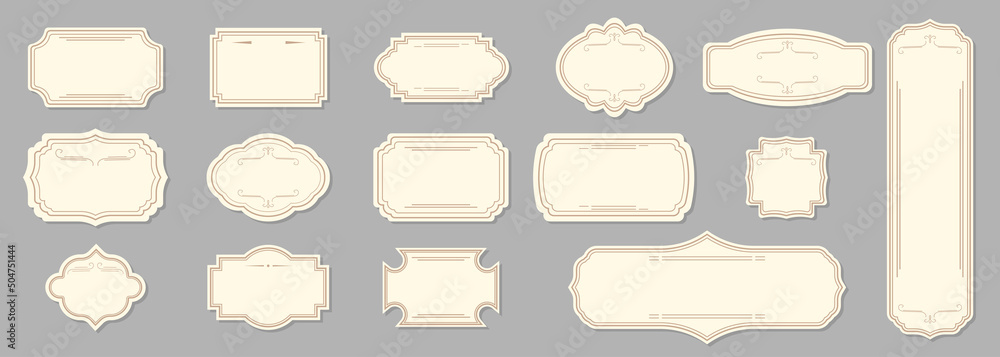 Ornamental label frames vector symbols set Stock Vector | Adobe Stock