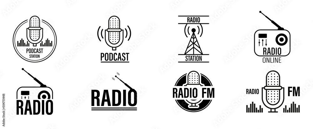 Radio station logo vector set Stock Vector | Adobe Stock