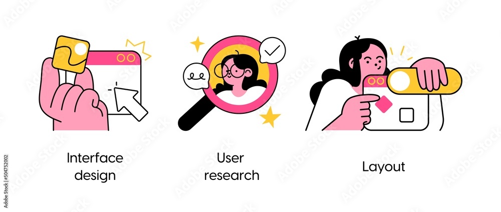 User interface development abstract concept vector illustration set ...