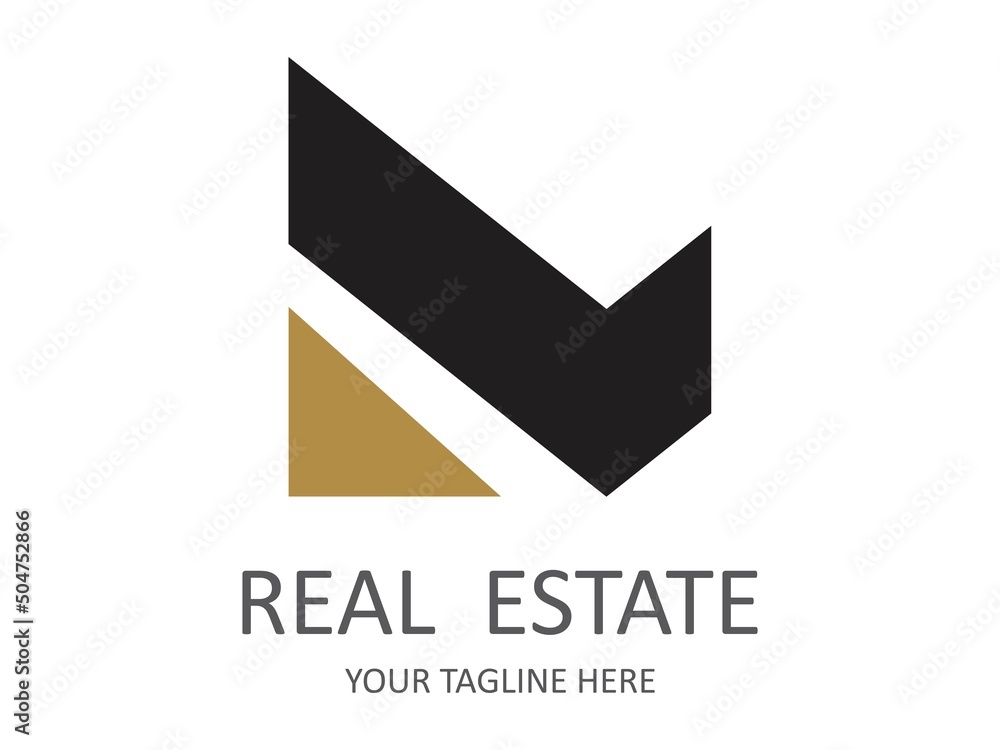 Initial Letter M Real Estate Logo Image on White Background. Flat ...