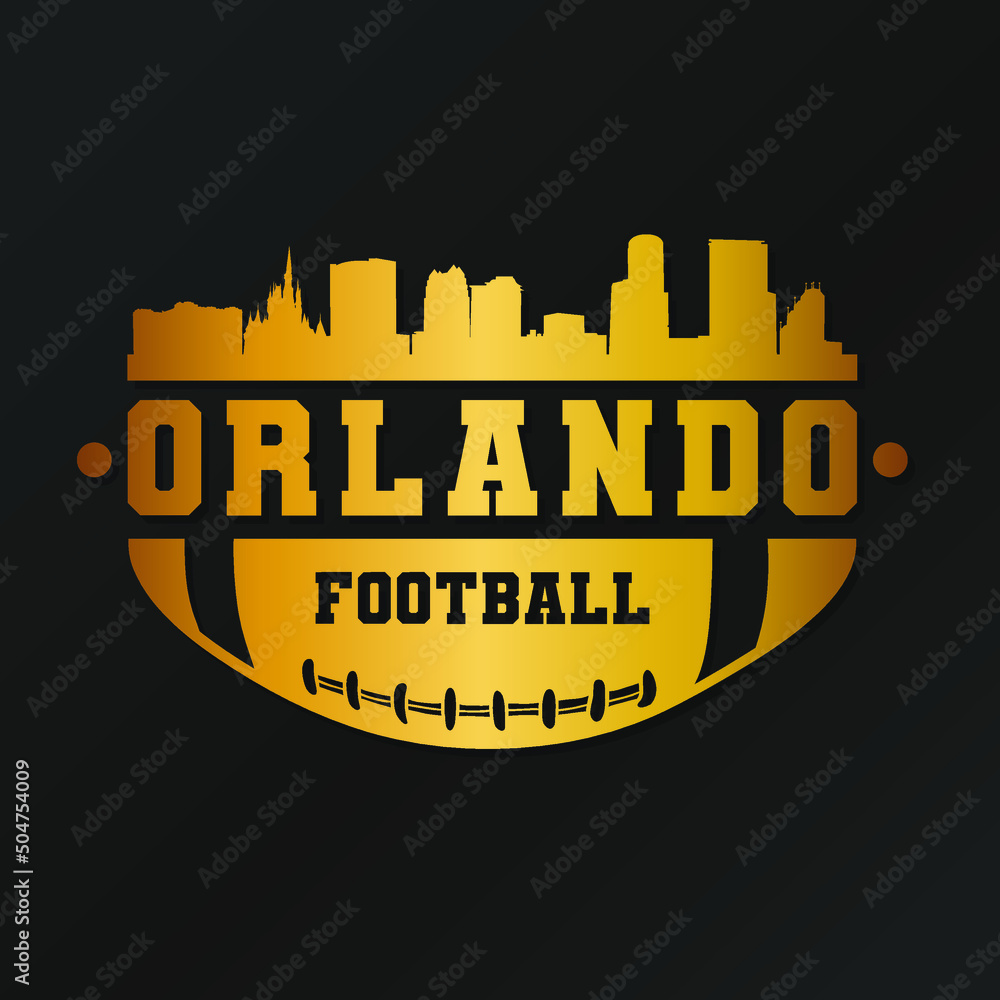 Orlando, FL, USA American Football Gold Skyline City Silhouette Vector ...