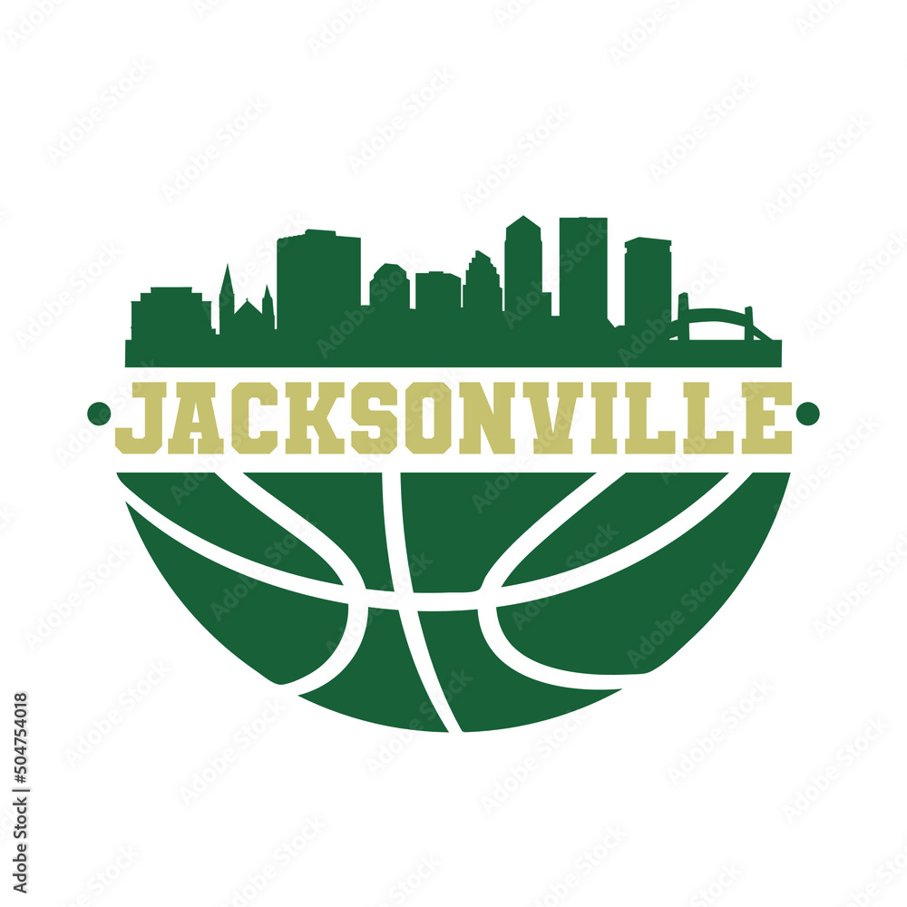 Jacksonville, FL, USA Basketball Skyline City Silhouette Vector. Basket ...