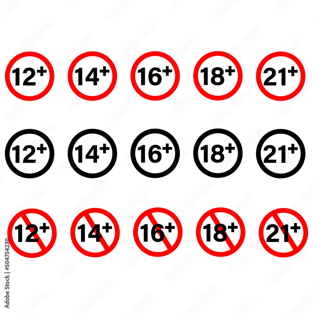 Adults content only age restriction 12, 14, 16, 18, 21 plus years old ...