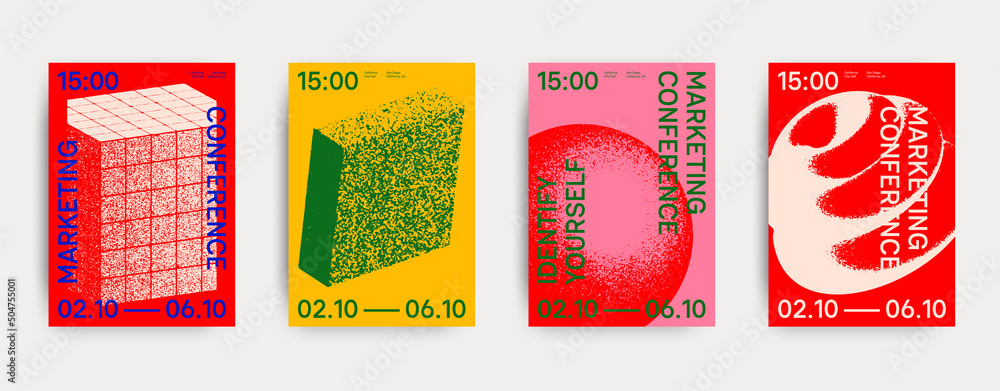 Universal Geometric Posters Template Set With Vector Bitmap Dithering ...