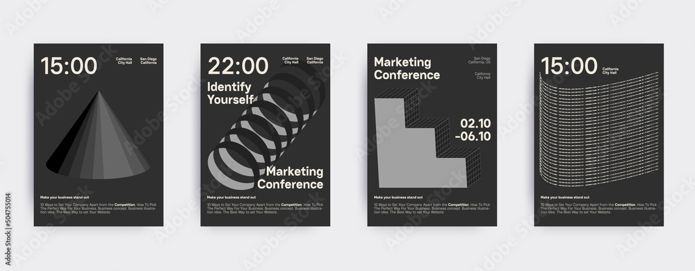 Poster template graphic design in Brutalism style. Vector cover Stock ...