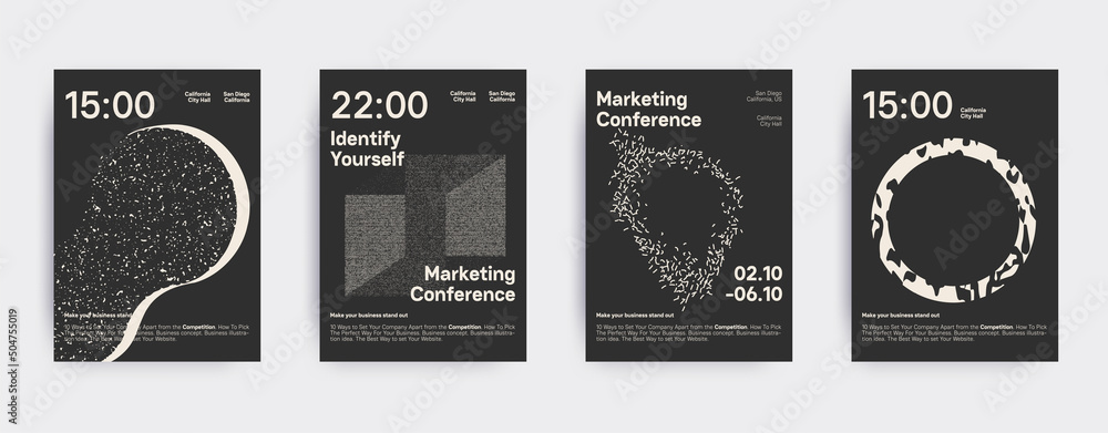 Universal Geometric Posters Template Set With Vector Bitmap Dithering ...