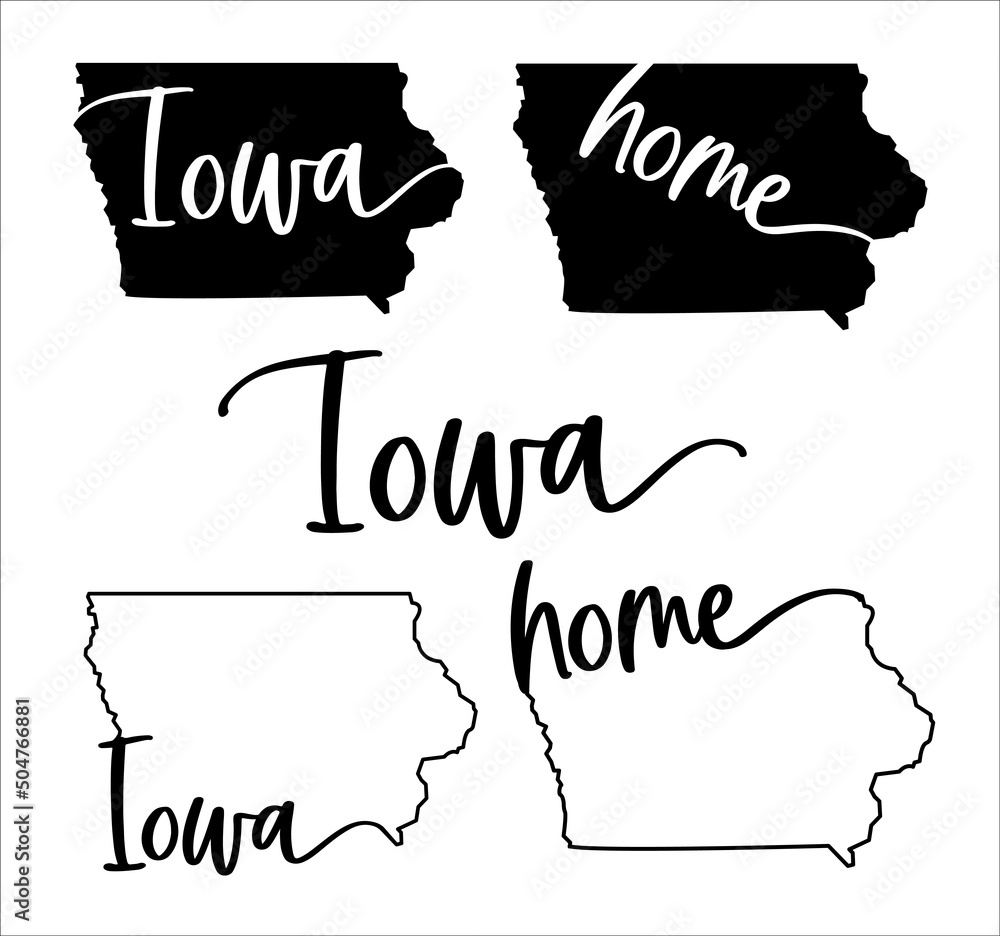 Stylized map of the U.S. Iowa State vector illustration Stock Vector ...