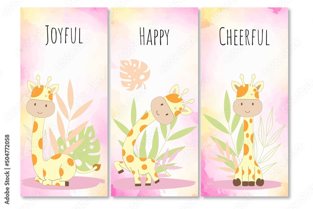 Vector illustration Set of three children bookmarks decorated with cute ...