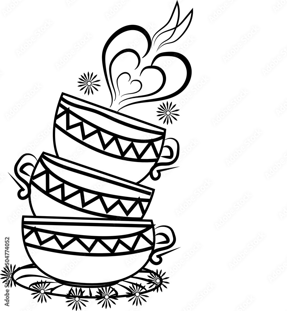 creative art coloring page,vector coloring page,cup coloring page ...