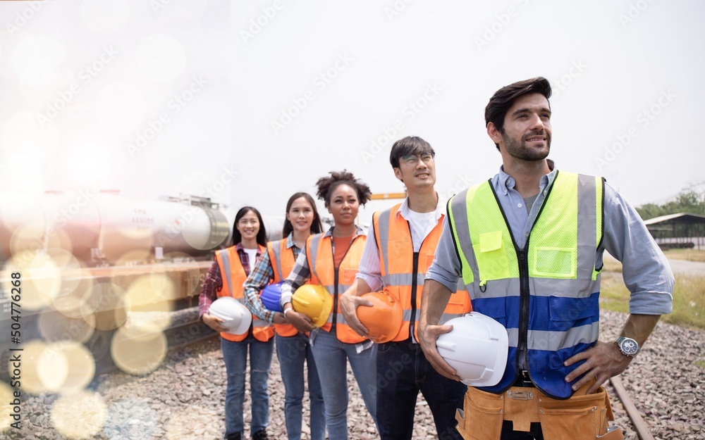 Team leader of engineers standing arms crossed with confidence.Worker ...