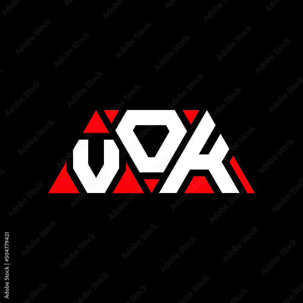 VOK triangle letter logo design with triangle shape. VOK triangle logo ...