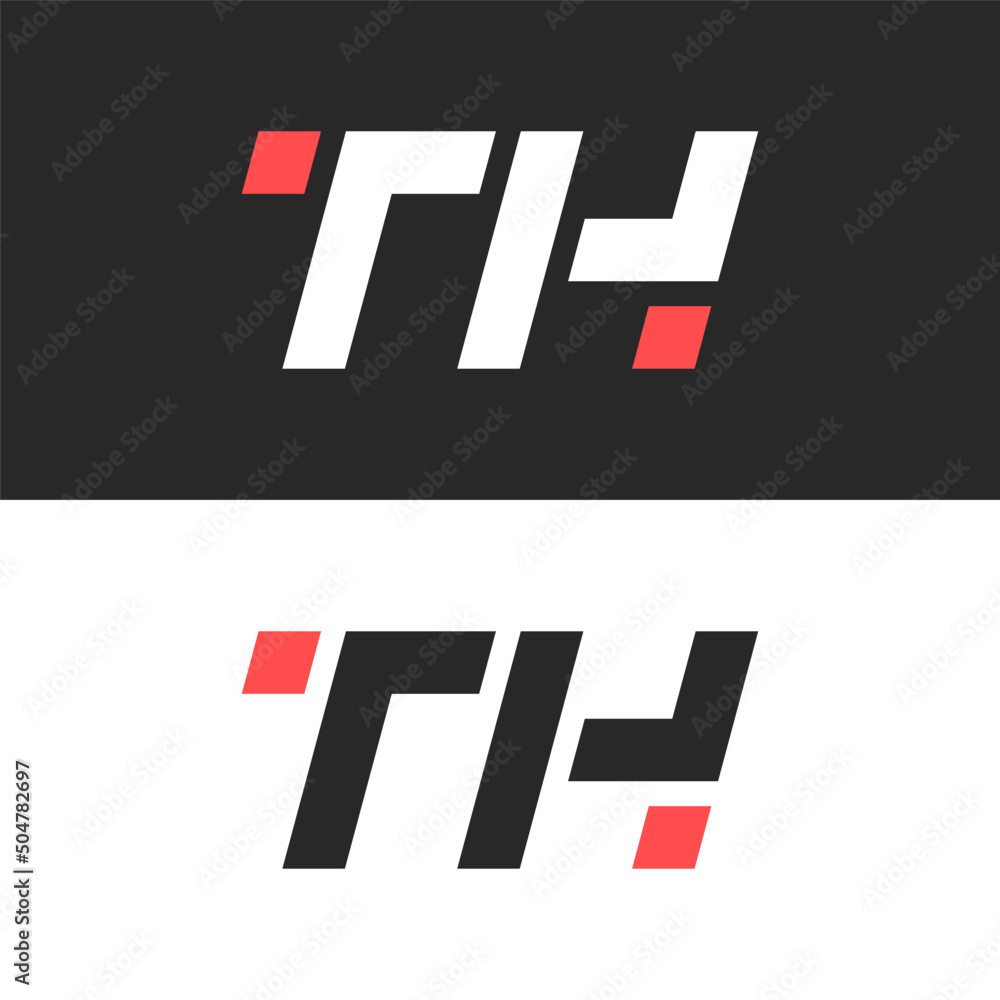 Initials TH or HT letters logo monogram italic font flat style, linked ...