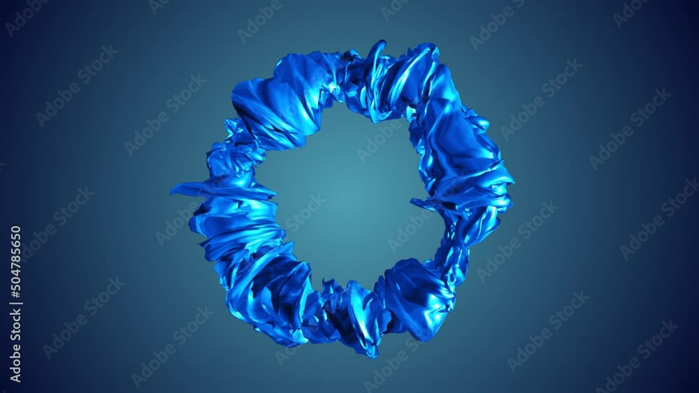 Animated blue ring frame. Movement in a spiral, a twisted sphere ...